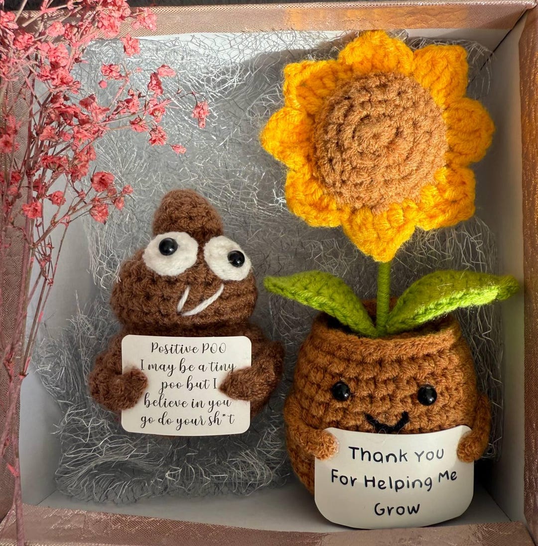 Funny Crochet Poo With Sunflower, Positive Poo, Emotional Support ...