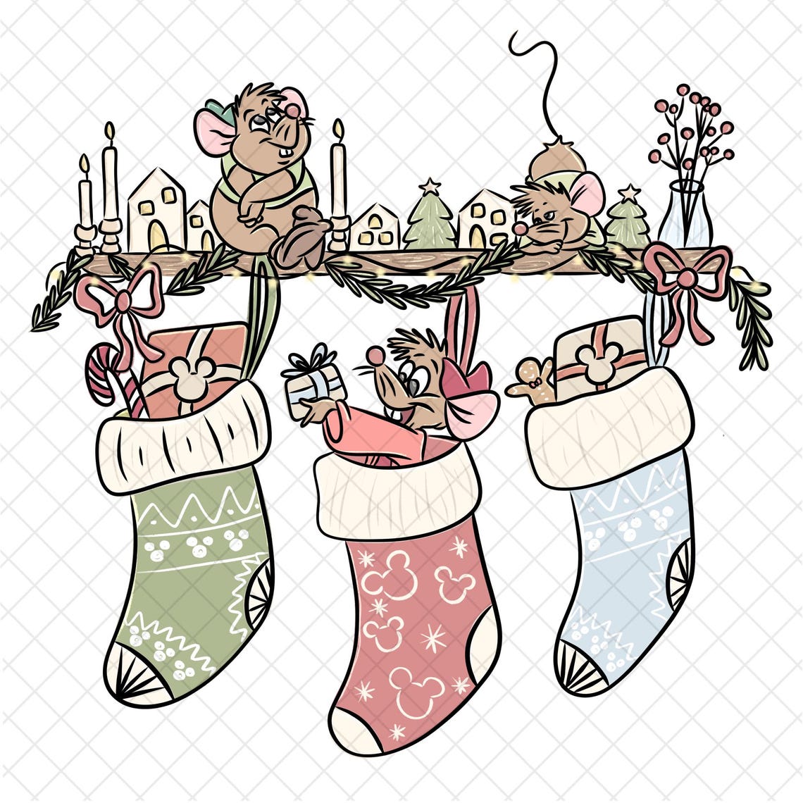 Christmas Vibes Cinderella Stocking PNG Doodle, Digital Paper, Magical ...