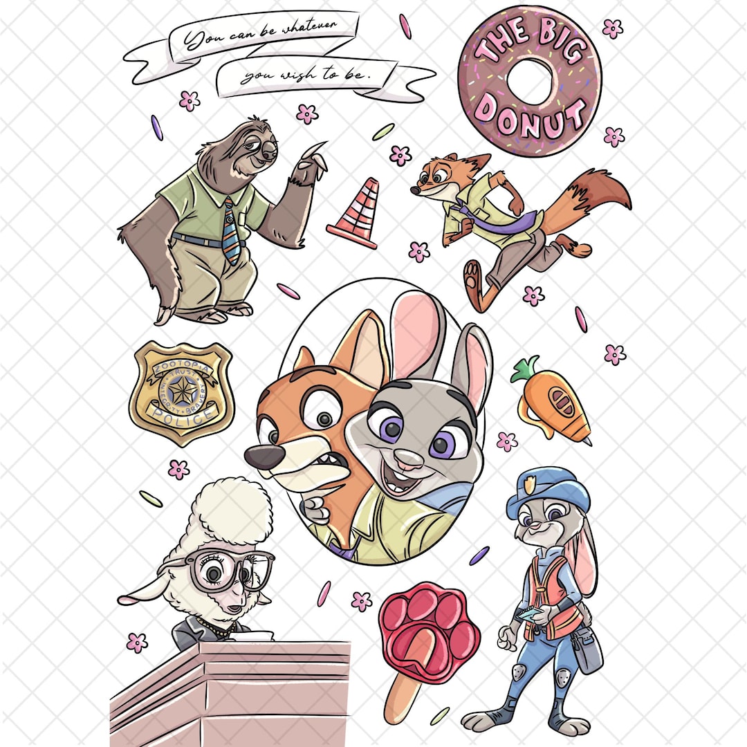 Zootopia PNG Doodle: Judy Hopps, Nick Wilde (digital Paper) - Etsy