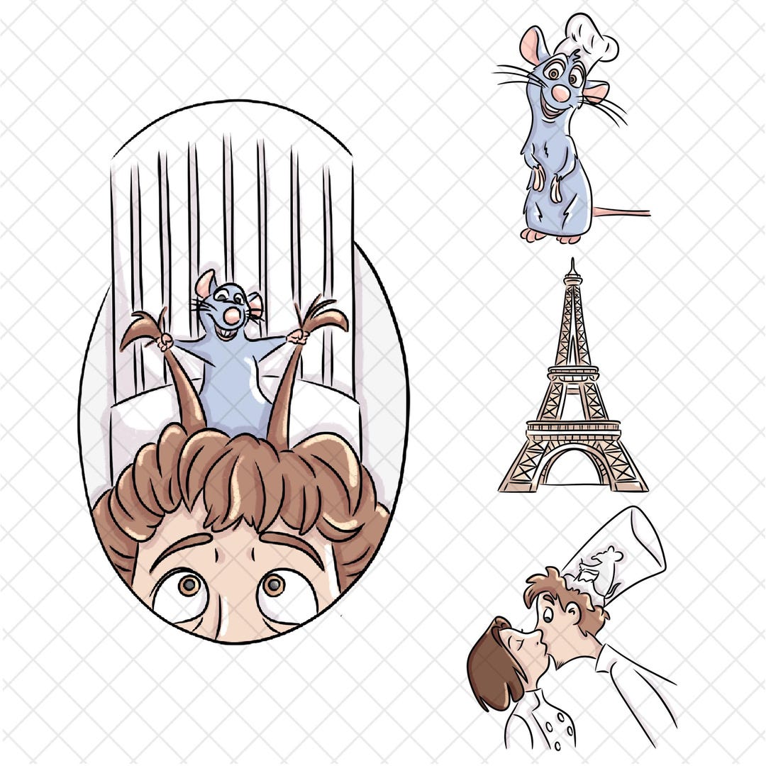 Magical Remy X2 PNG Doodle: Ratatouille Cartoon, Digital Paper (12x12 ...