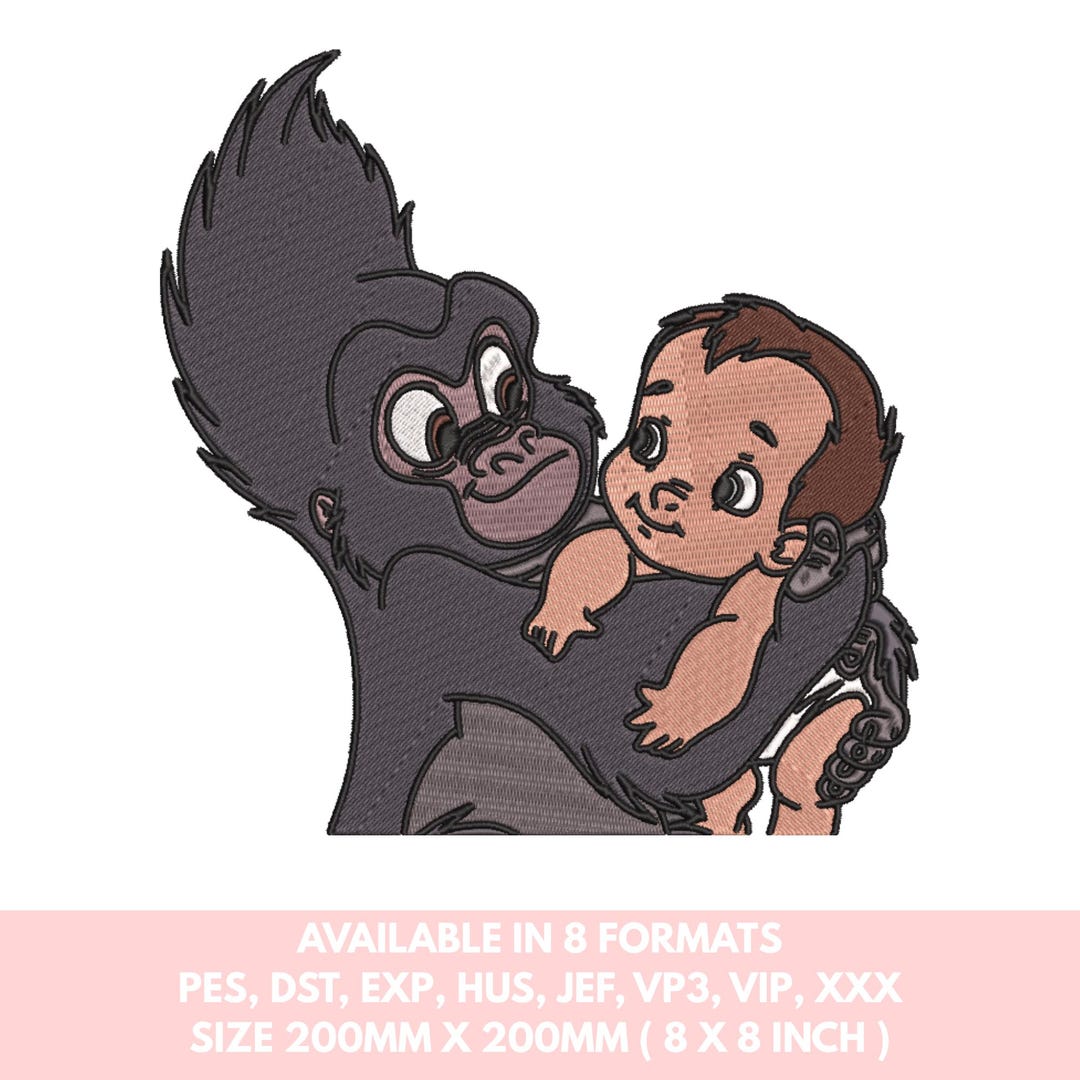 Tarzan & Terk Embroidery File: Doodle Design (instant Download) - Etsy