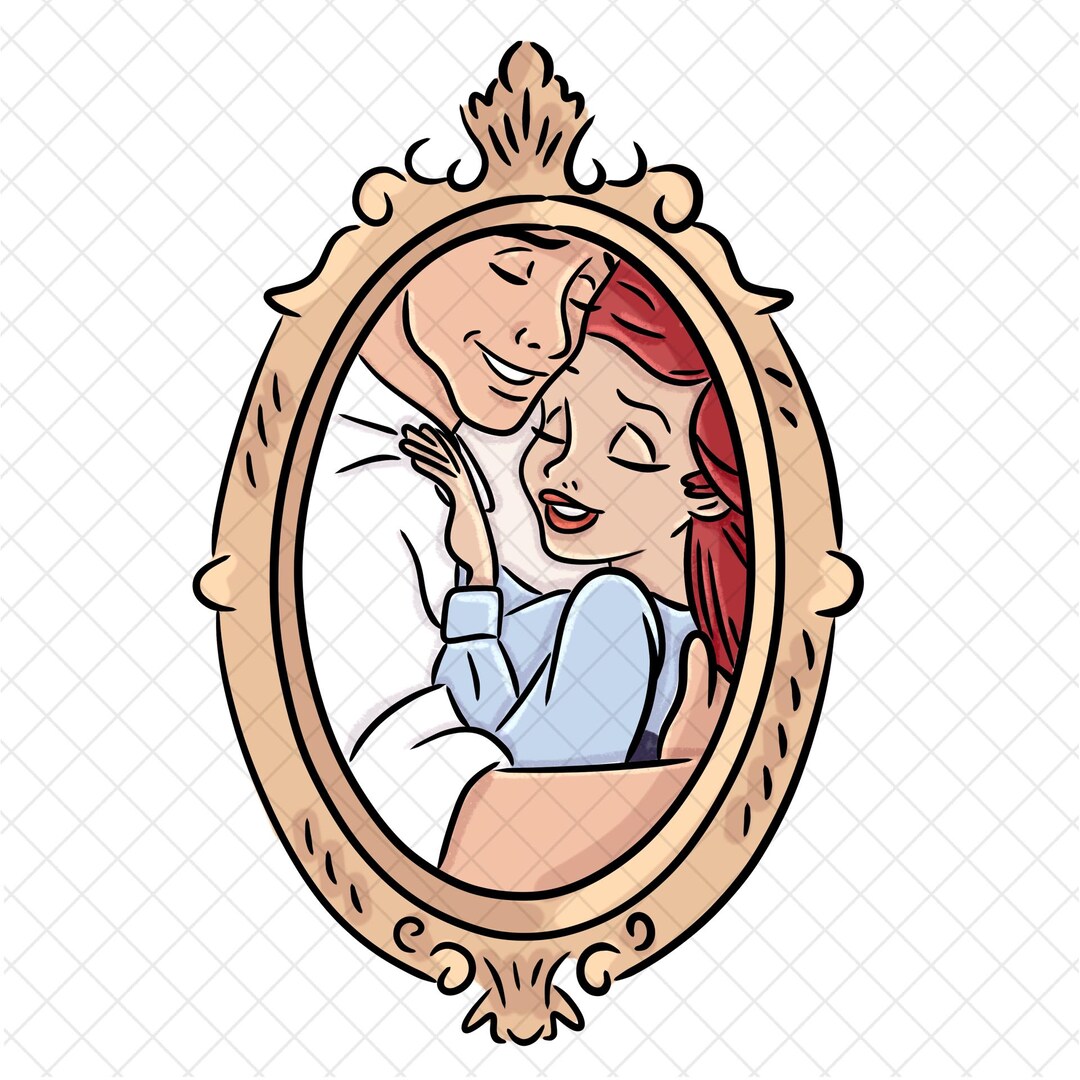 Magical Princess Ariel Frame Valentine PNG: Cartoon Doodle, Sublimation ...