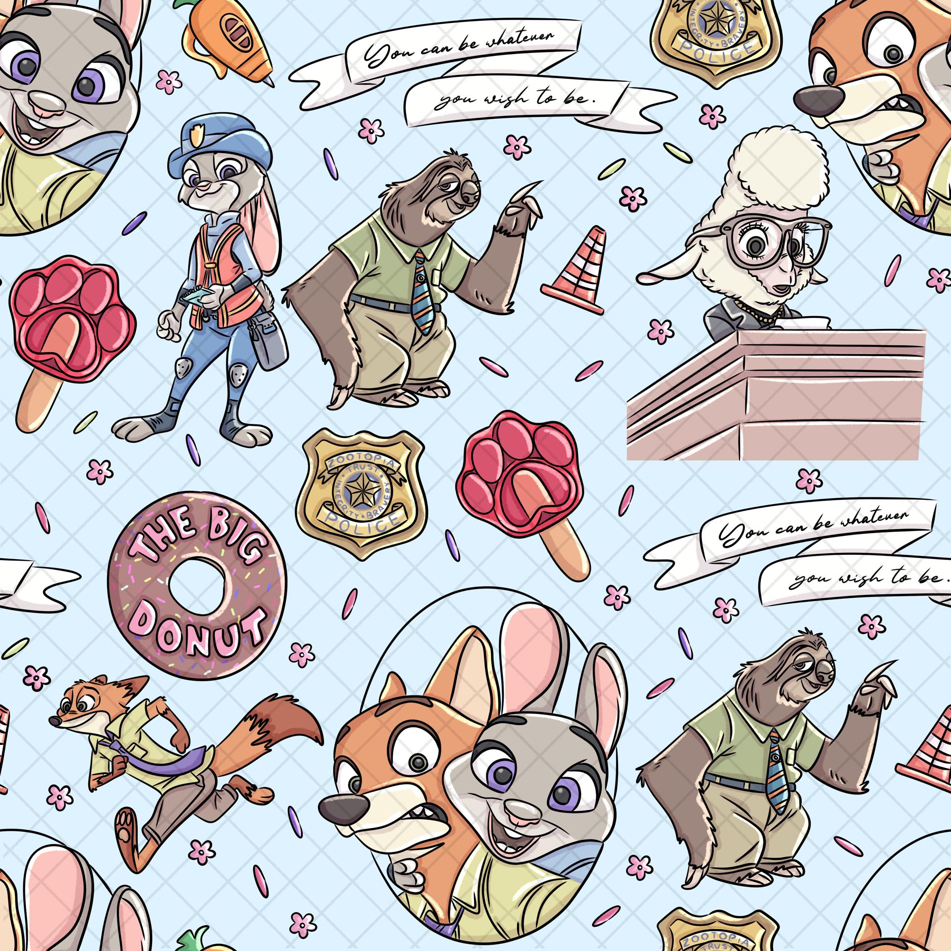 Zootopia Zootropolis Blue Sorcerer Seamless Pattern: Magical Kingdom ...