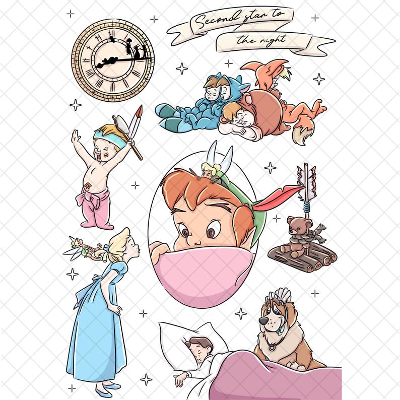 Peter Pan PNG Doodle: Tinkerbell, Wendy, Never Land Clipart (digital ...