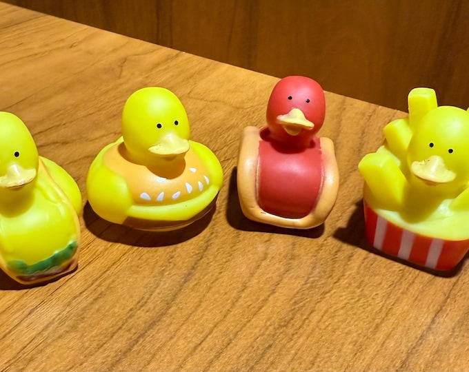 Fast Food Rubber Ducks. Hotdog Duck, French Fries Duck, Taco Duck ...