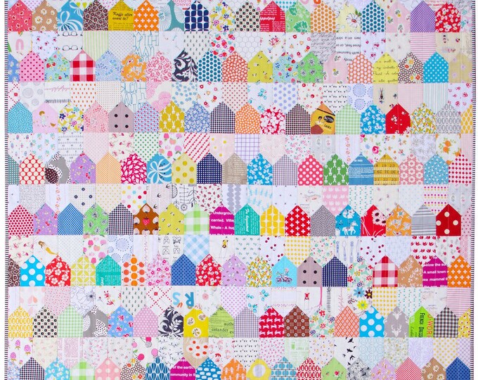 Colorful Patchwork Quilt - Row Houses - Etsy