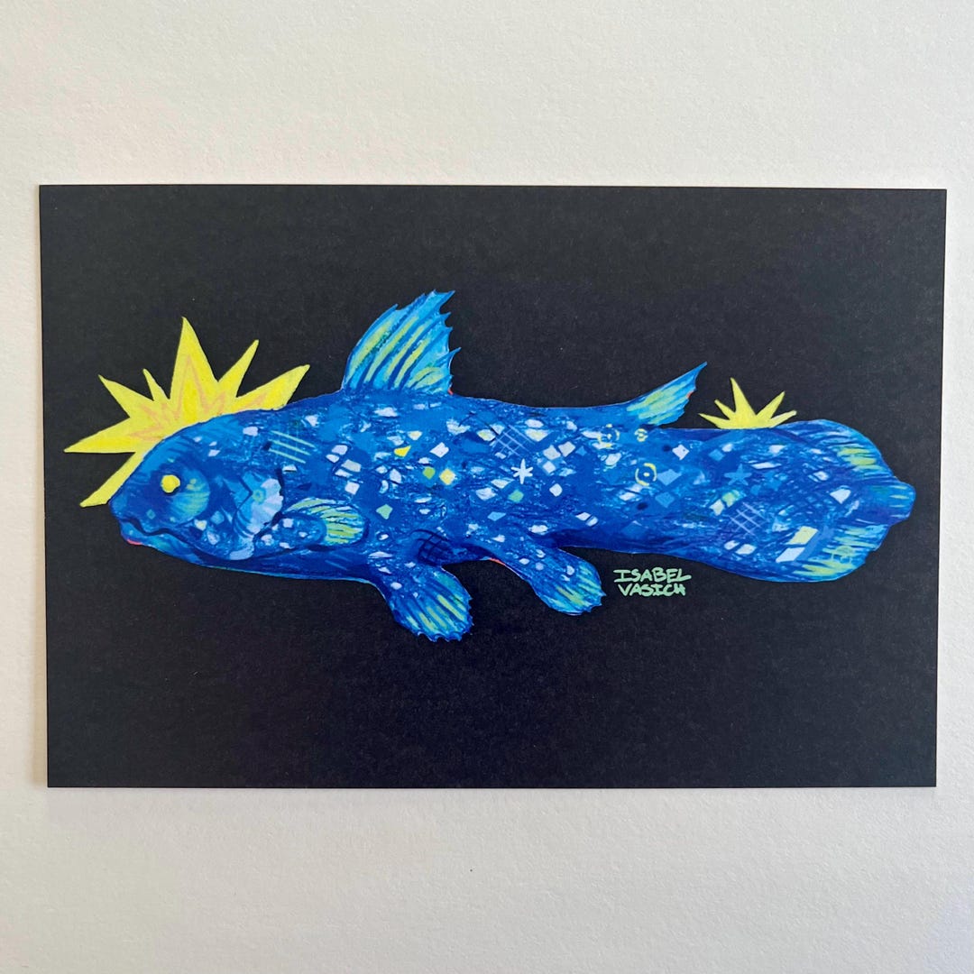 Coelacanth 4x6 Art Print | Fish Art Print - Etsy