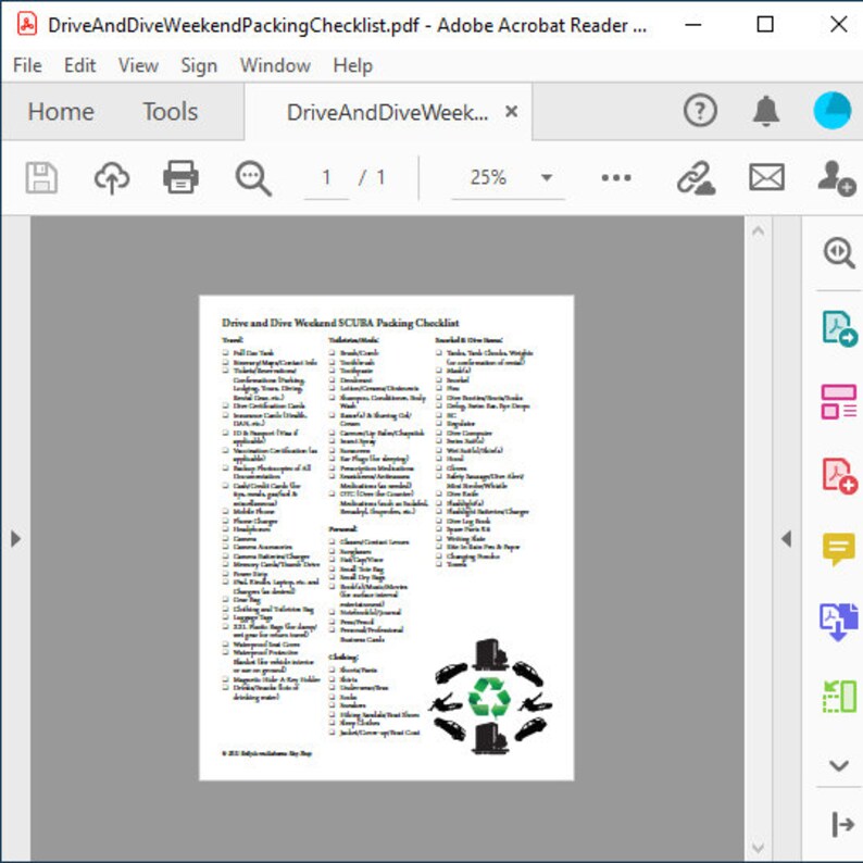 SCUBA Diving Trip Checklists | Printable Digital Download - Etsy