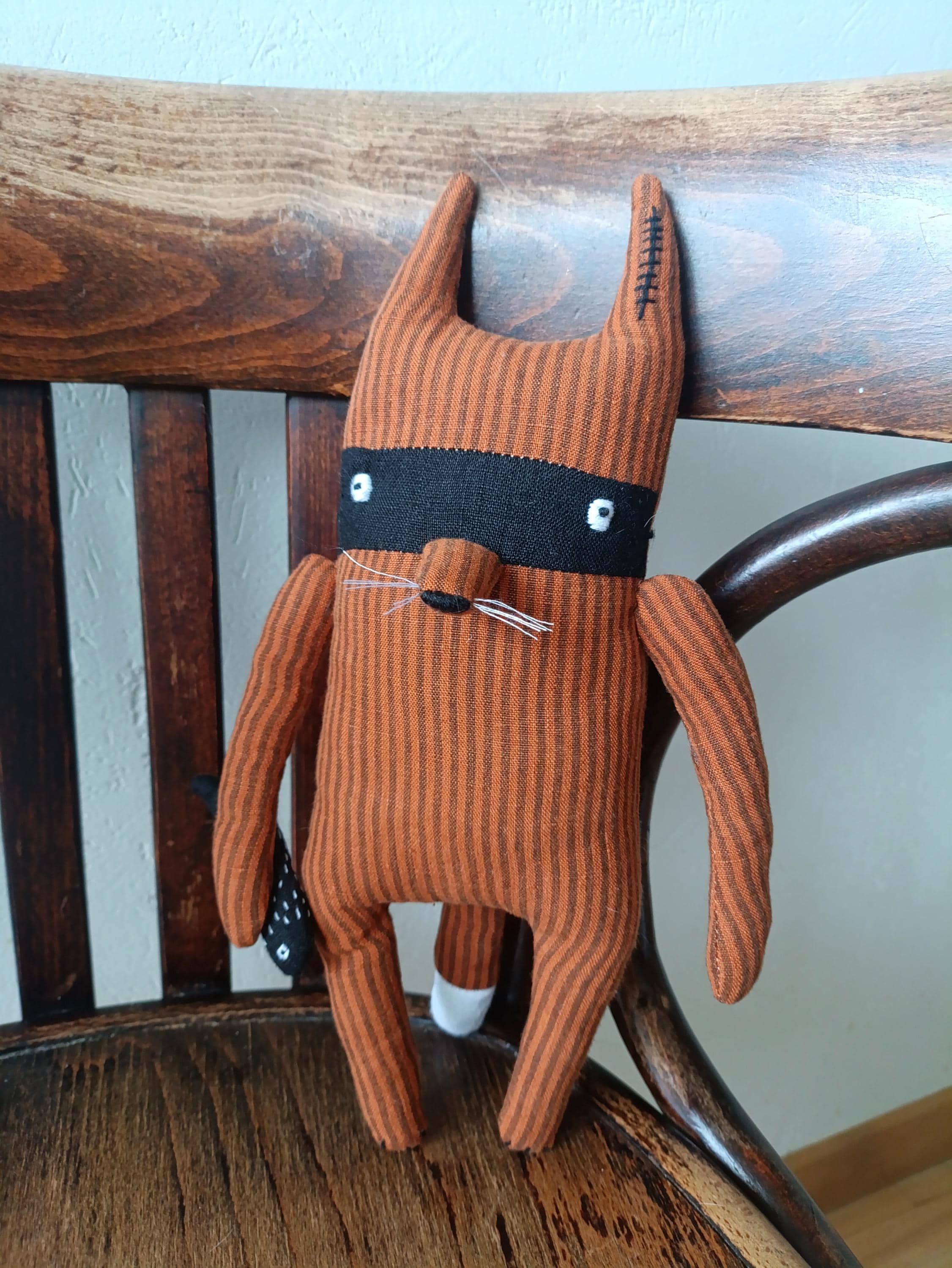 Handmade Linen Fox, Bandit Fox, Ready to Ship, Home Decor - Etsy