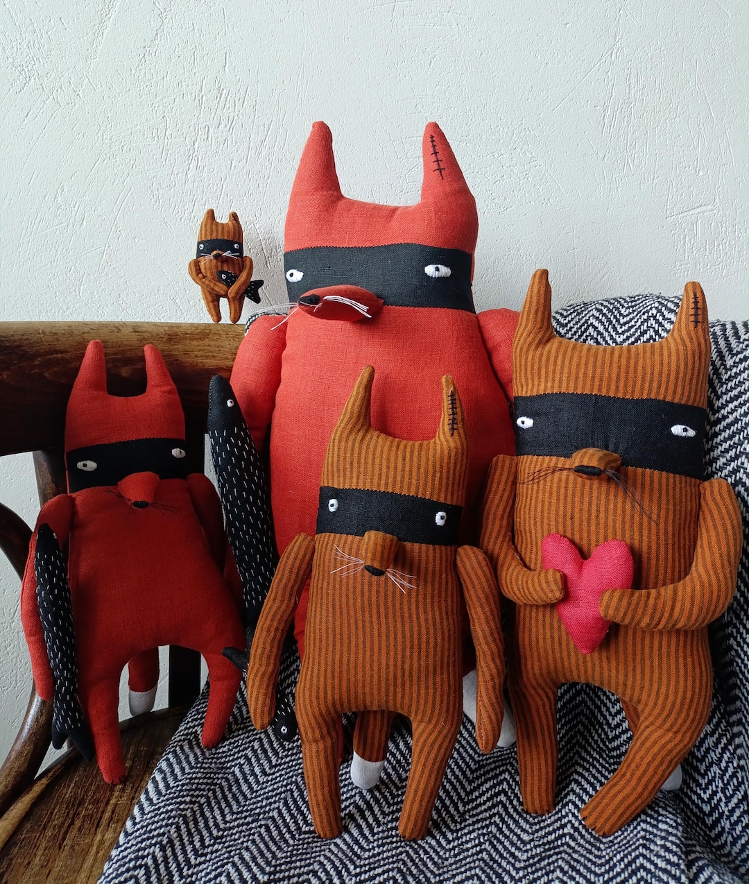 Handmade Linen Fox, Bandit Fox, Ready to Ship, Home Decor - Etsy