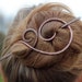 Celtic Spiral Hair Pin in Copper or Brass Barrette Hair Holder Thin or ...