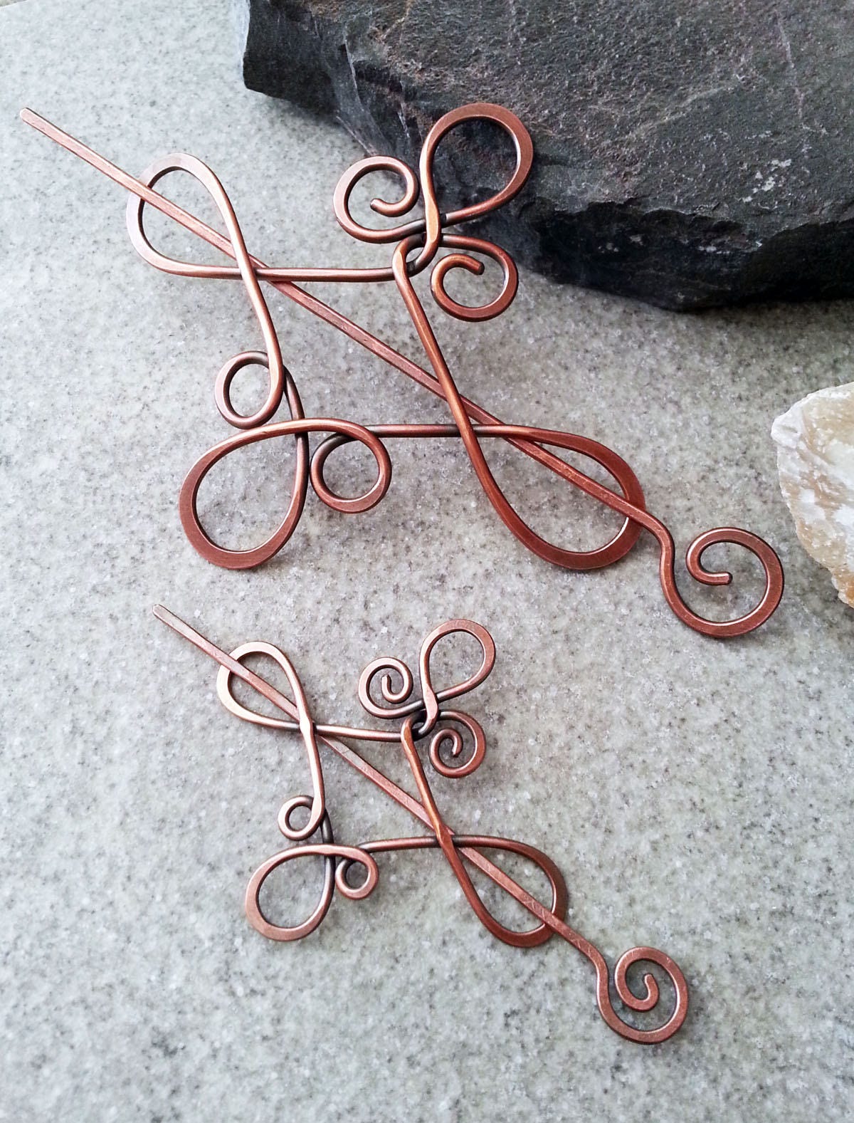 Celtic Knot Copper Hair Barrette Rustic Sweater Shawl Pins | Etsy
