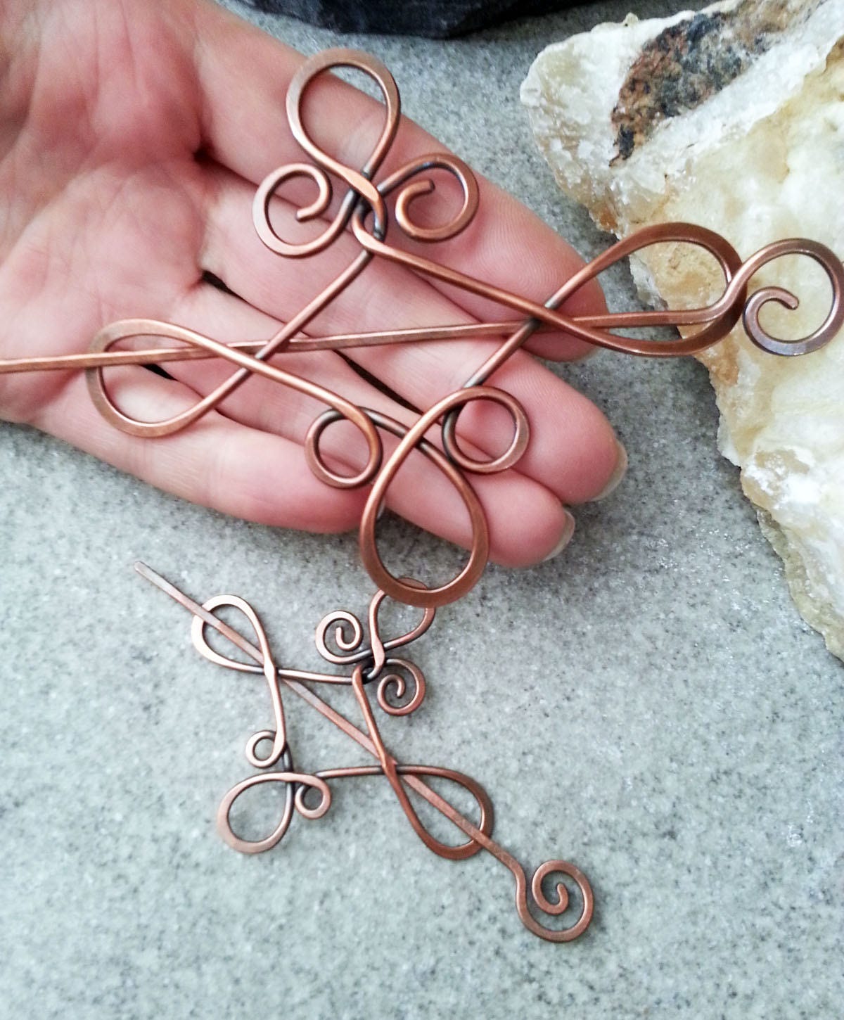 Celtic Knot Copper Hair Barrette Rustic Sweater Shawl Pins | Etsy