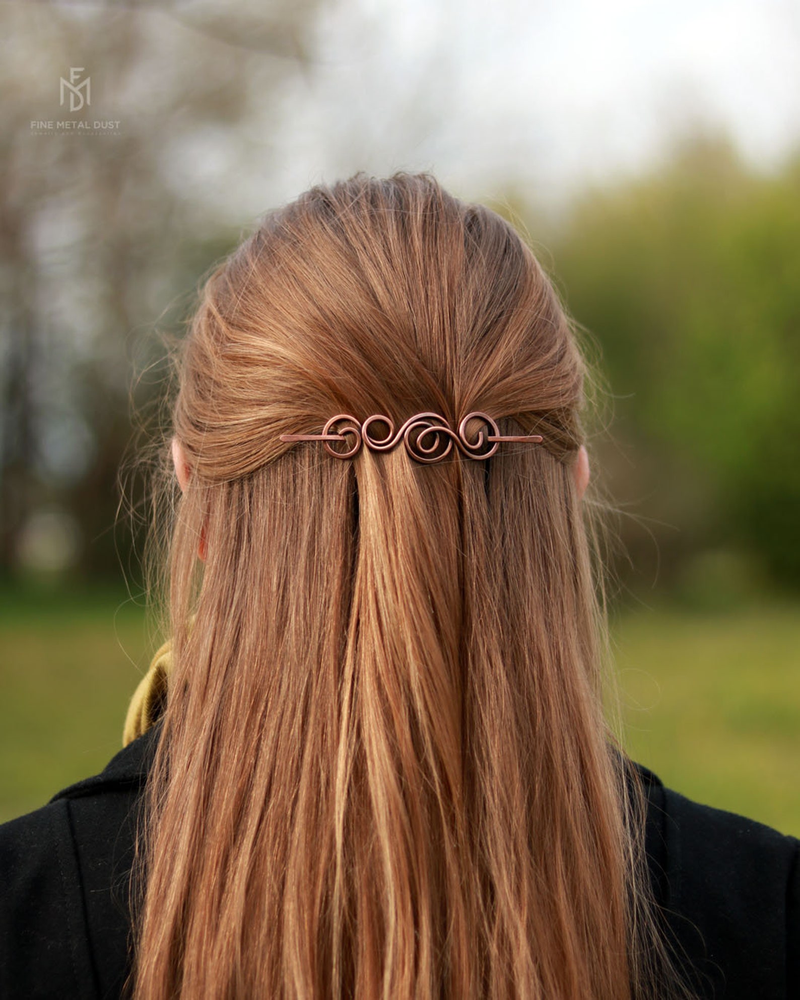 Handmade Grapevines Hair Pin in Brass or Copper - Barrette for Thin to ...