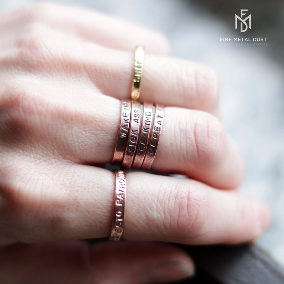 Custom Stamped Copper Ring – Personalized Quote, Anniversary Gift - Etsy
