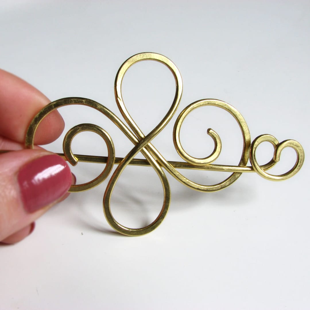 Metal Hair Barrette - Gift for Her - Gold Hair Slide - Brass Hair Pins ...