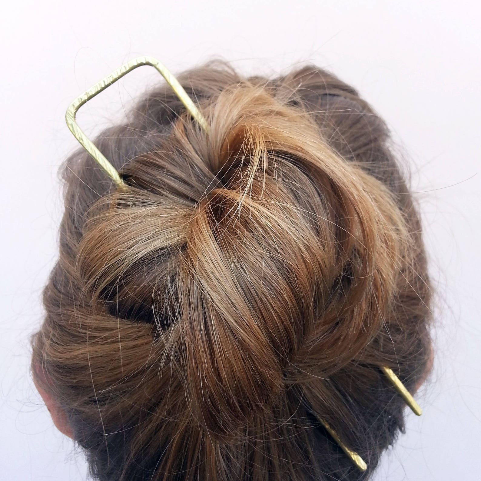Minimal Geometric Hair Fork - Copper Square Hair Stick - Brass Bun Pin ...