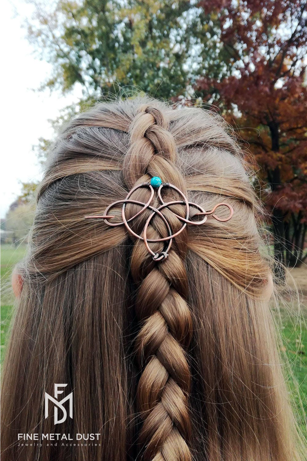 Celtic Knot Hair Jewelry With Genuine Gemstone Copper Hair | Etsy