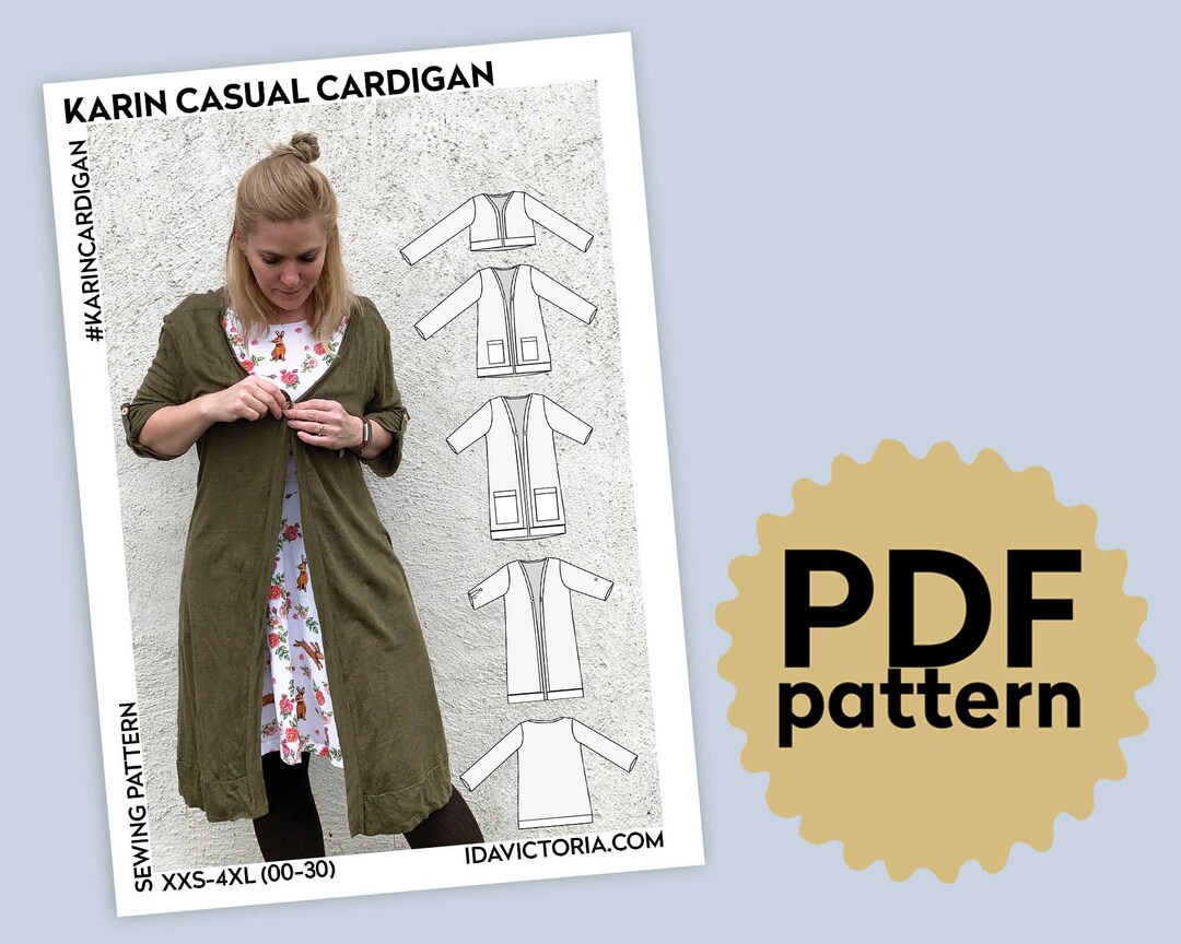Karin Casual Cardigan PDF Sewing Pattern XXS-4XL - Etsy