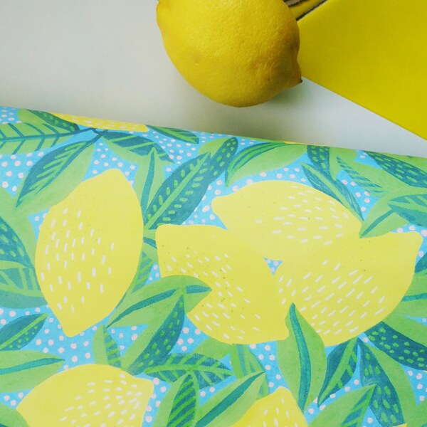 Lemon Wrapping Paper - Etsy