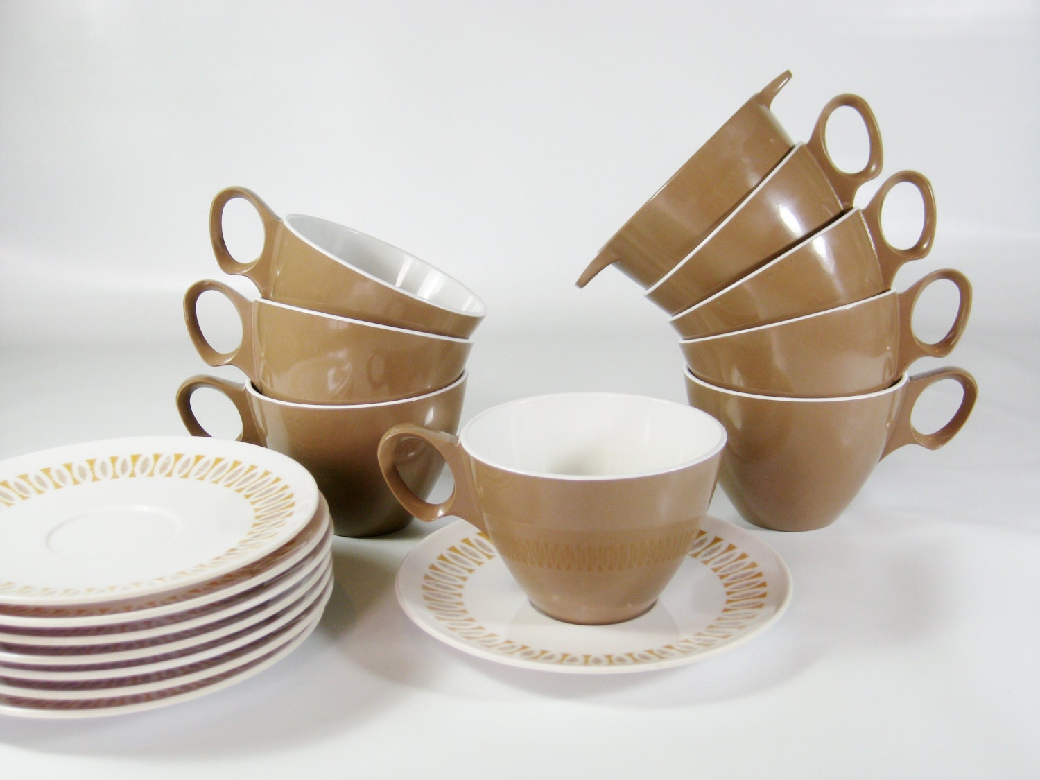 Vintage Mocha Melmac Coffee Set of Eight - Etsy