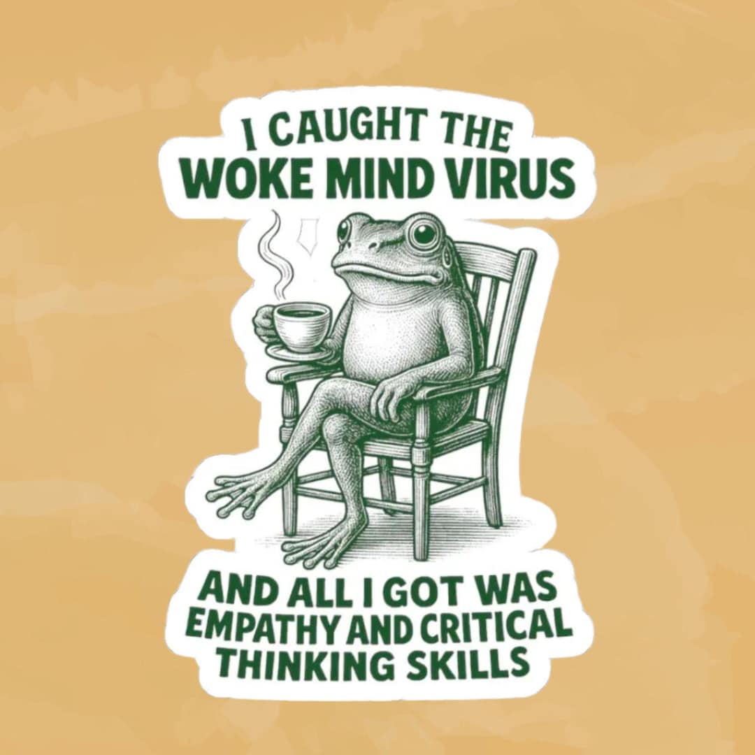 Anti-trump Kiss-cut Sticker, Retro Frog Liberal Leftist Vinyl Decal ...