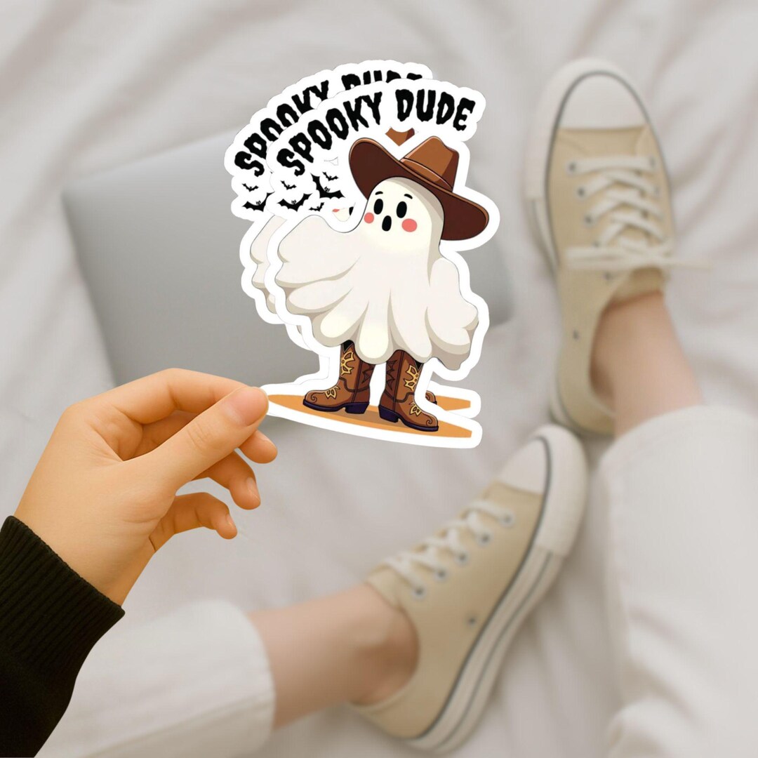 Cowboy Ghost Halloween Sticker: Spooky Western Decal - Etsy