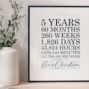 Years in Time Custom Anniversary Year - Months - Weeks - Days - Hours ...