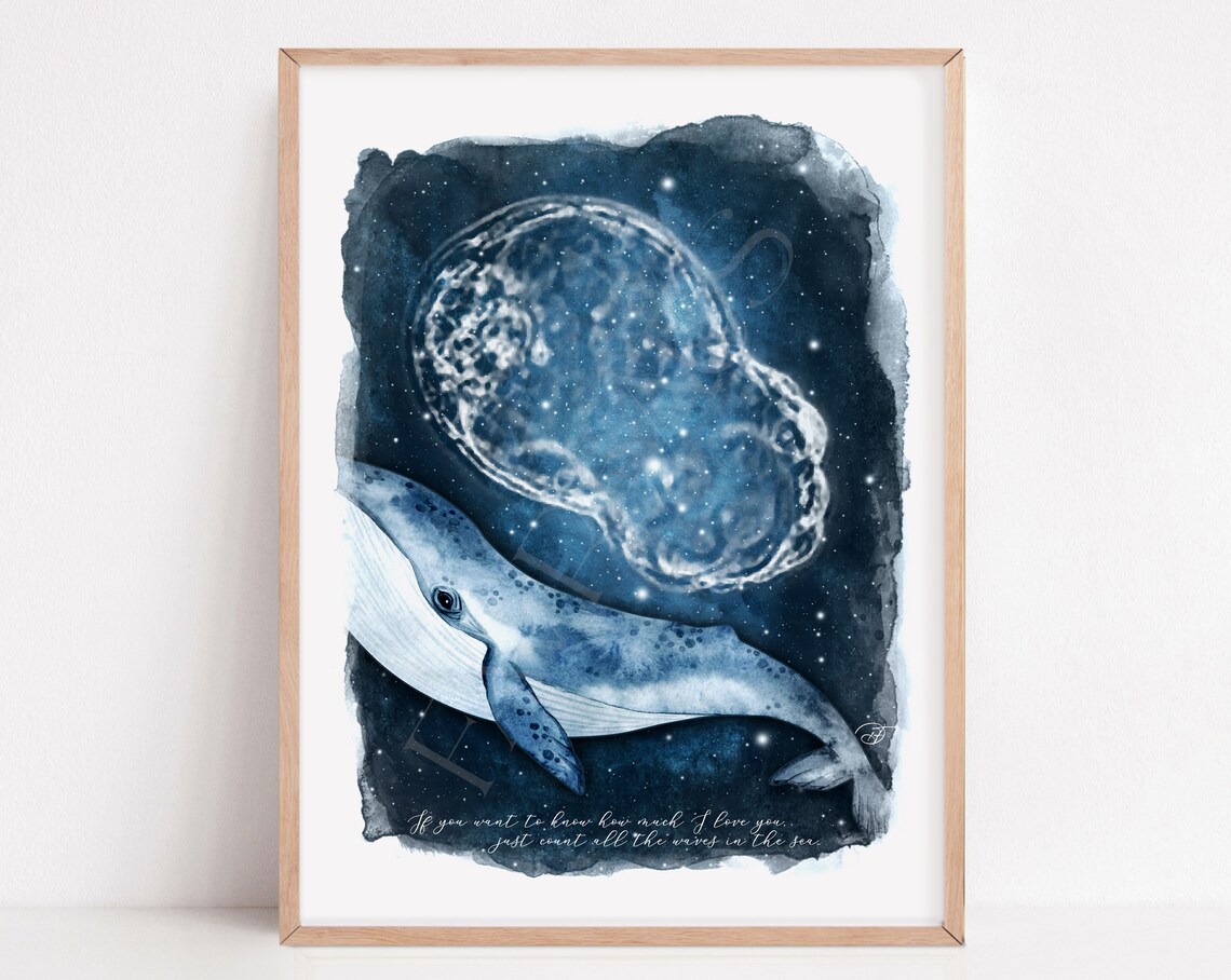 Deep Ocean Whale IVF Embryo Art Print Hand Painted Embryo | Etsy