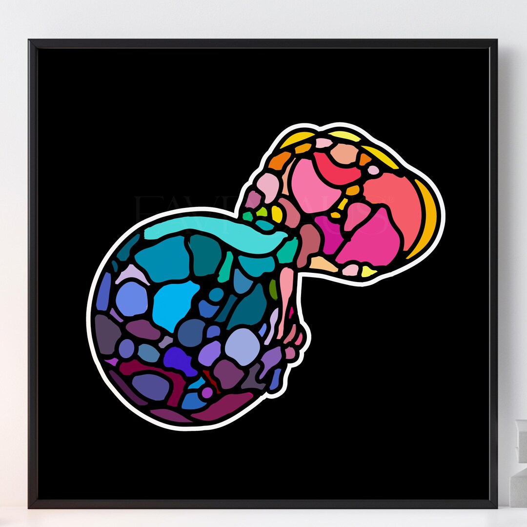 Rainbow Stained Glass Style Embryo IVF Painting - Hand Drawn and ...