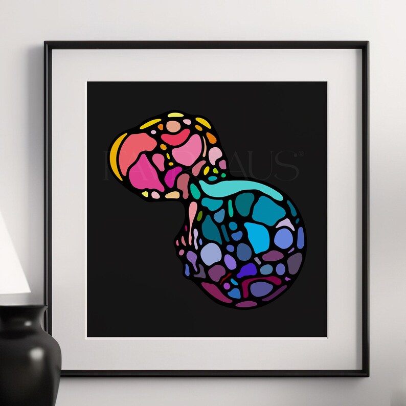 Rainbow Stained Glass Style Embryo IVF Painting - Hand Drawn and ...