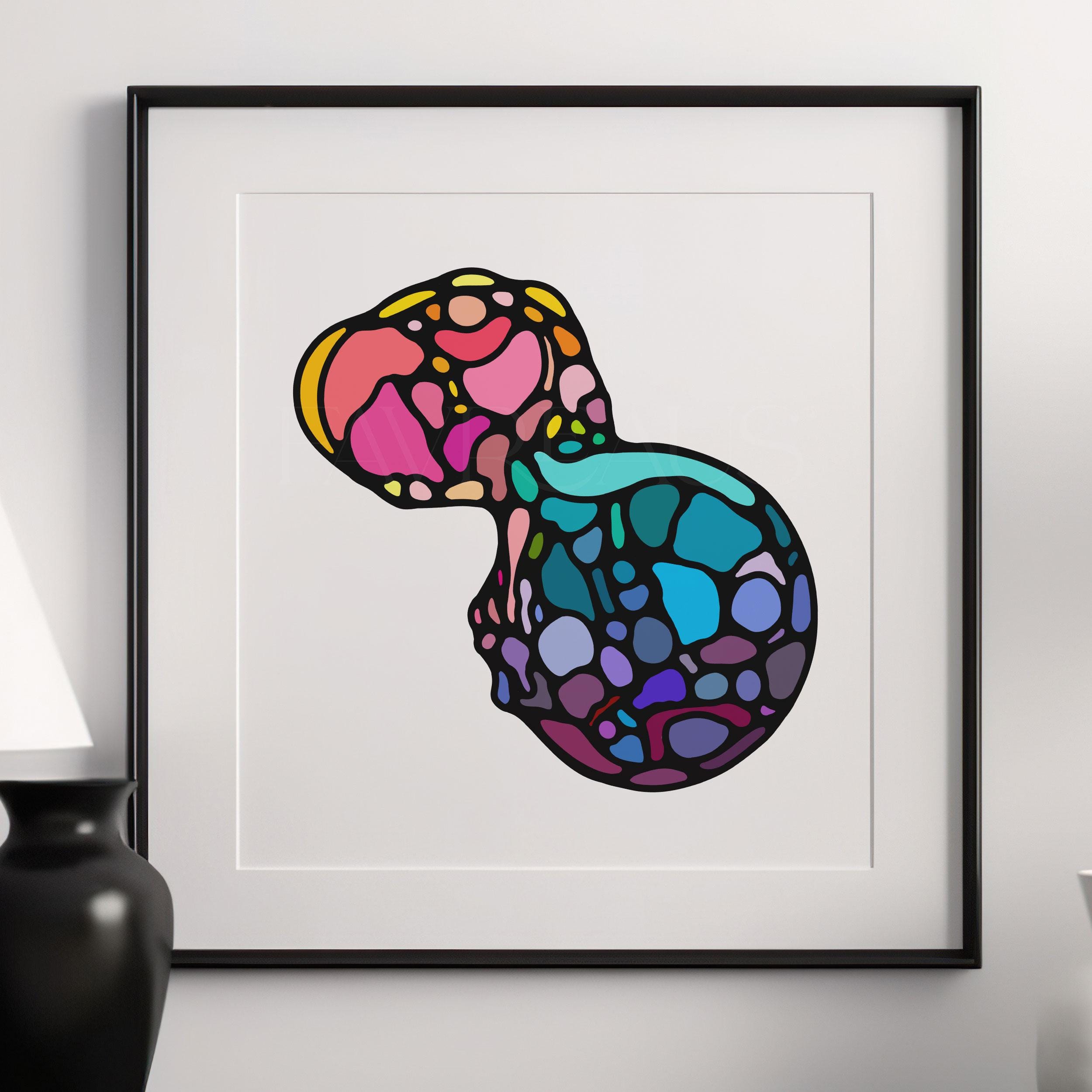 Rainbow Stained Glass Style Embryo IVF Painting - Hand Drawn and ...