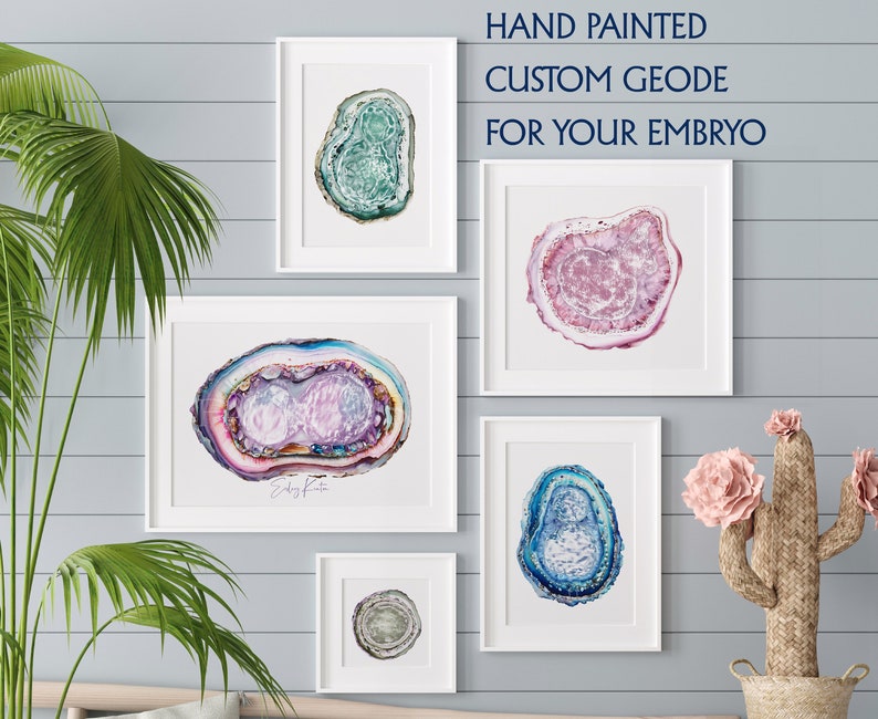 Geode Watercolor IVF Embryo Art Print - Hand Painted Embryo - Pregnancy ...