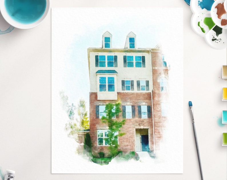 Custom Watercolor House Portrait - Personalized Home Art - Hand-painted ...