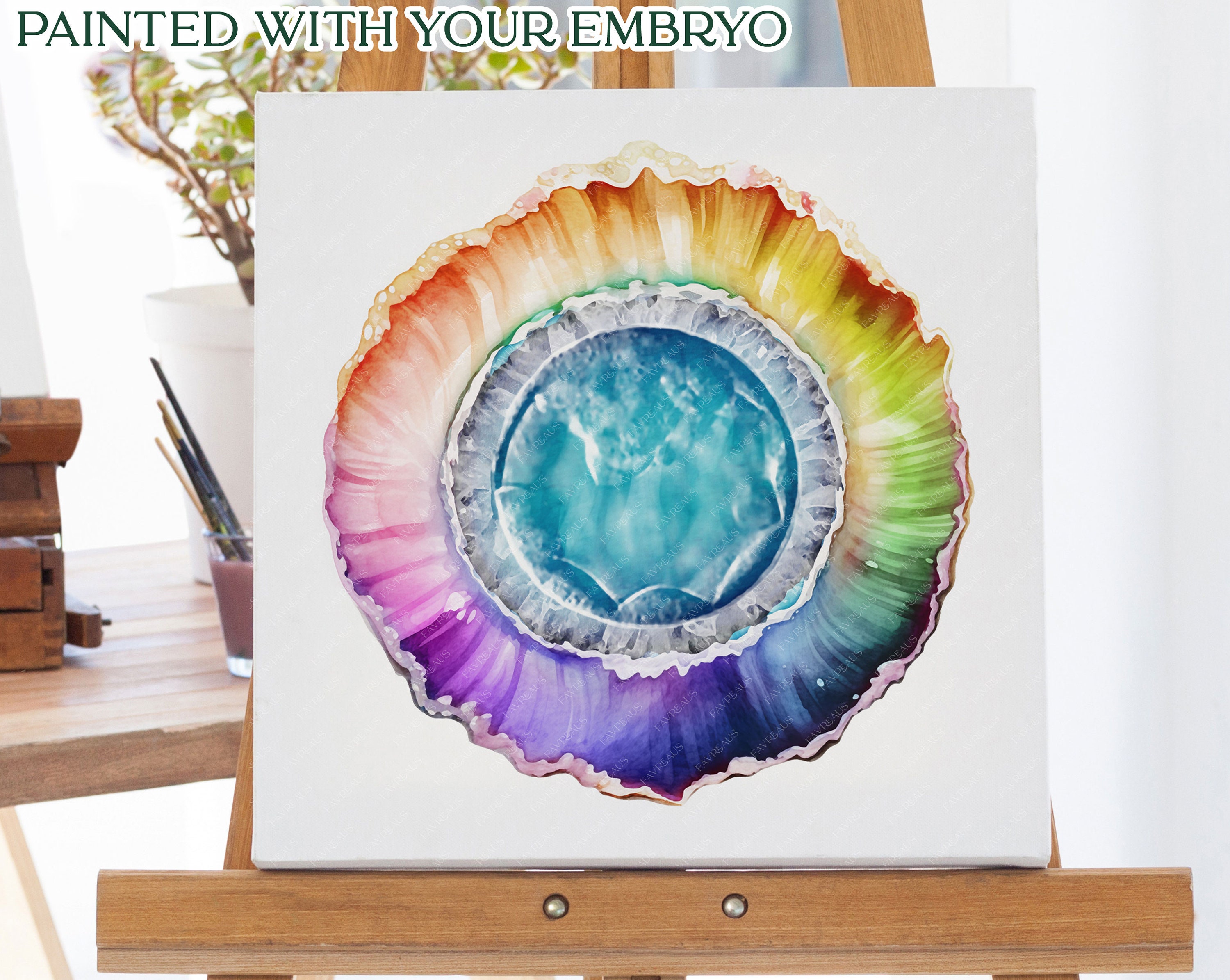 Rainbow Embryo IVF Geode Watercolor - Custom Hand Painted Embryo ...