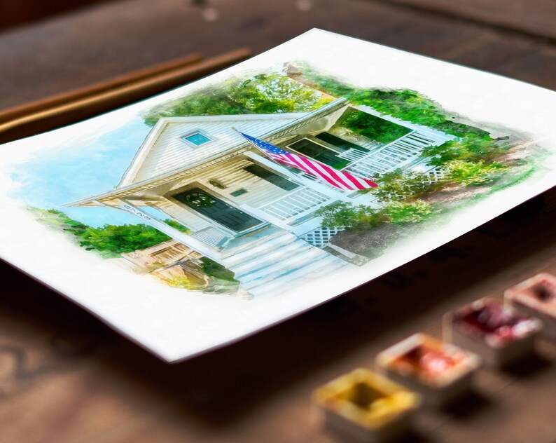 Custom Watercolor House / Home Art Print as Seen on TV | Etsy