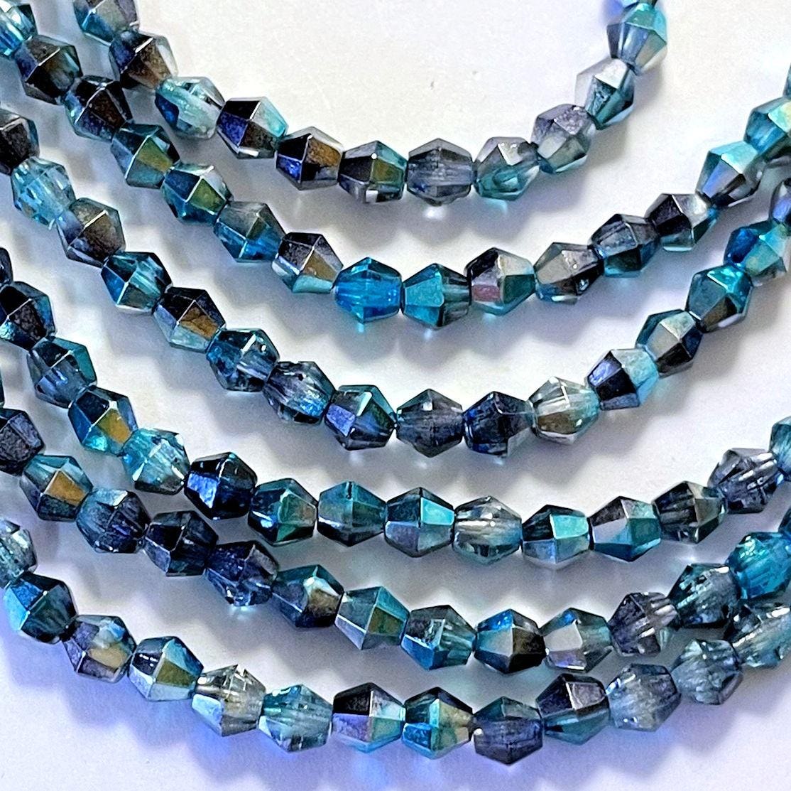 Czech Glass 4mm Diamond-shaped Bicone - Bohemian Accent Beads / Boho ...
