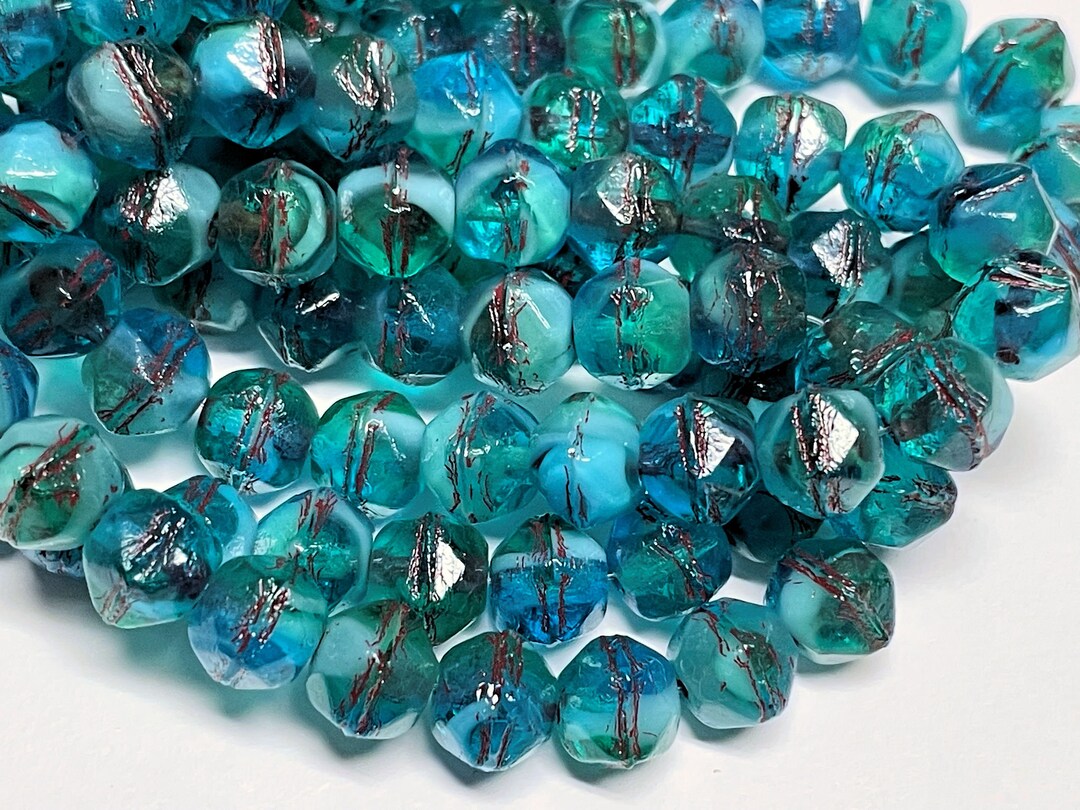 Czech Glass 8x6mm Faceted English Cut Nugget Beads - Bohemian Focal ...