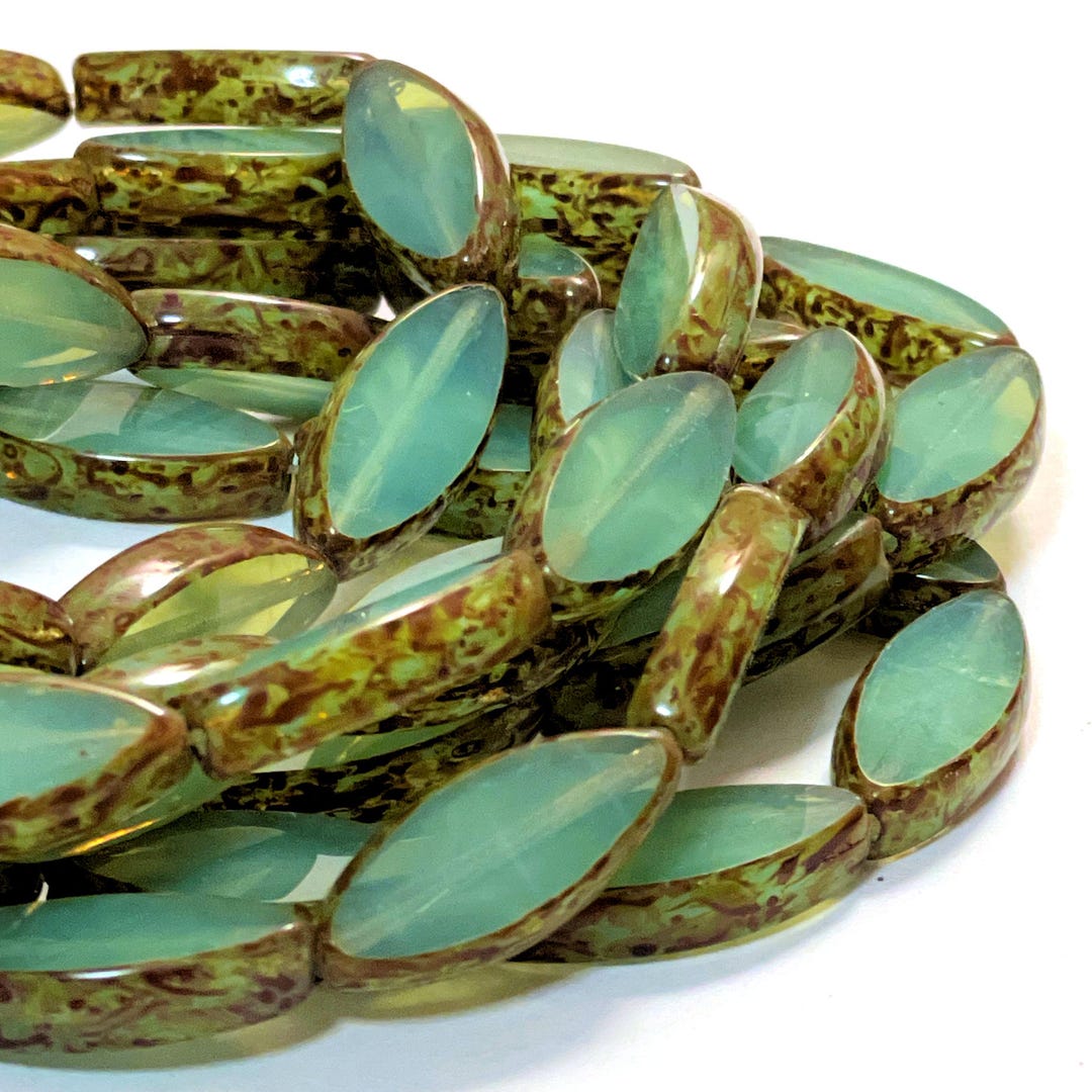 Czech Glass 18x7mm Spindle Beads Bohemian Focal Beads / Boho Accent ...