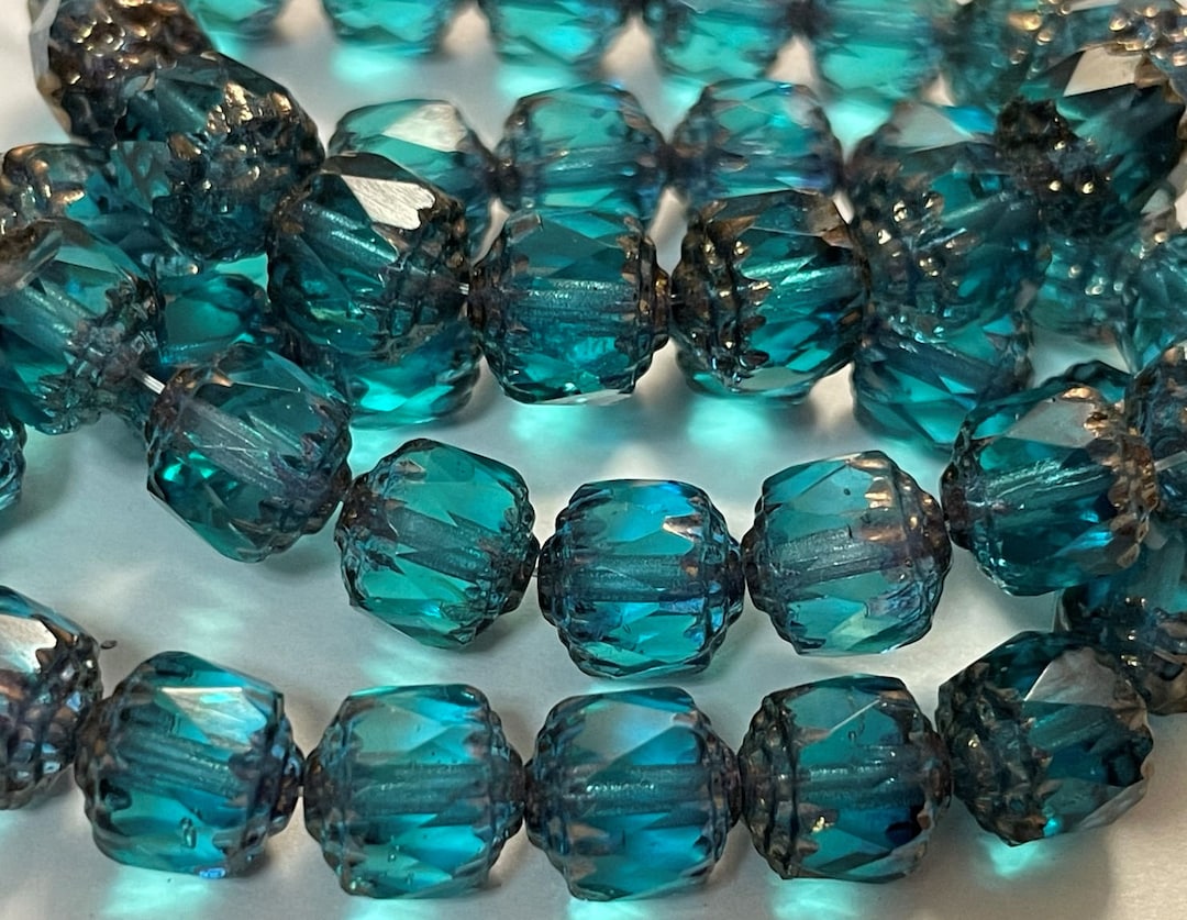 Czech Glass 8mm Faceted Cathedral Beads - Bohemian Focal Beads / Fire ...
