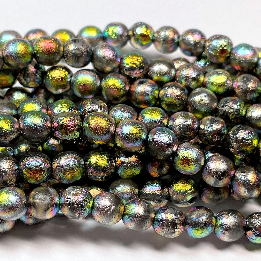 25 - Czech Glass 6mm Textured Round Druks - Bohemian Spacer Beads ...