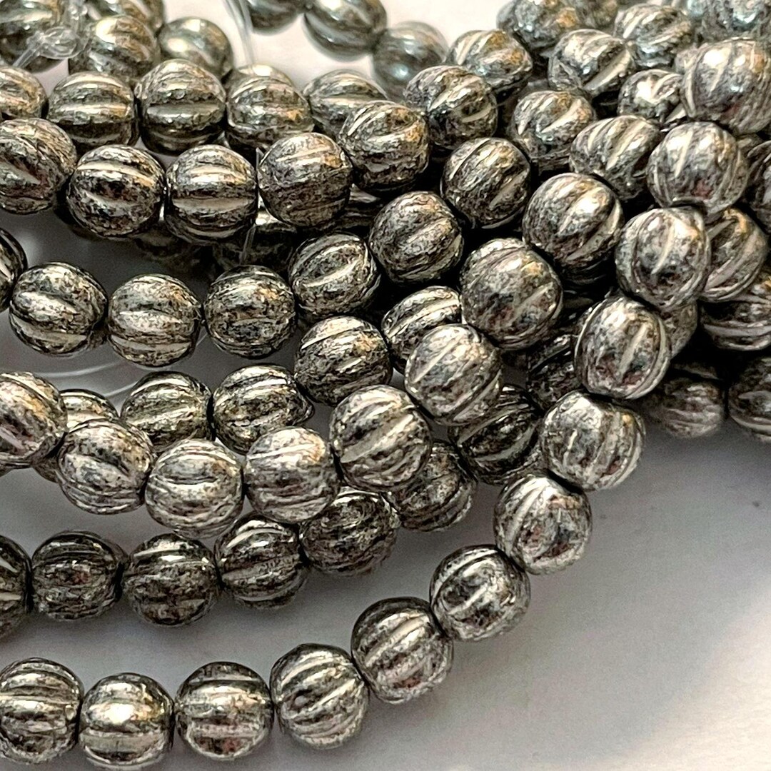 50 - Czech Glass 4mm Fluted Round Melon Beads - Bohemian Spacer Beads ...