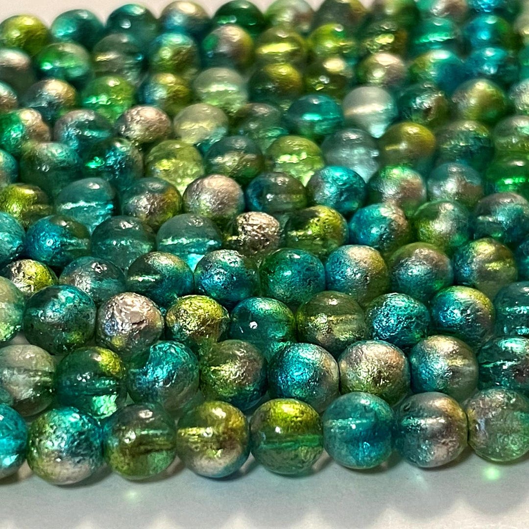 25 - Czech Glass 6mm Textured Round Druks - Bohemian Spacer Beads ...