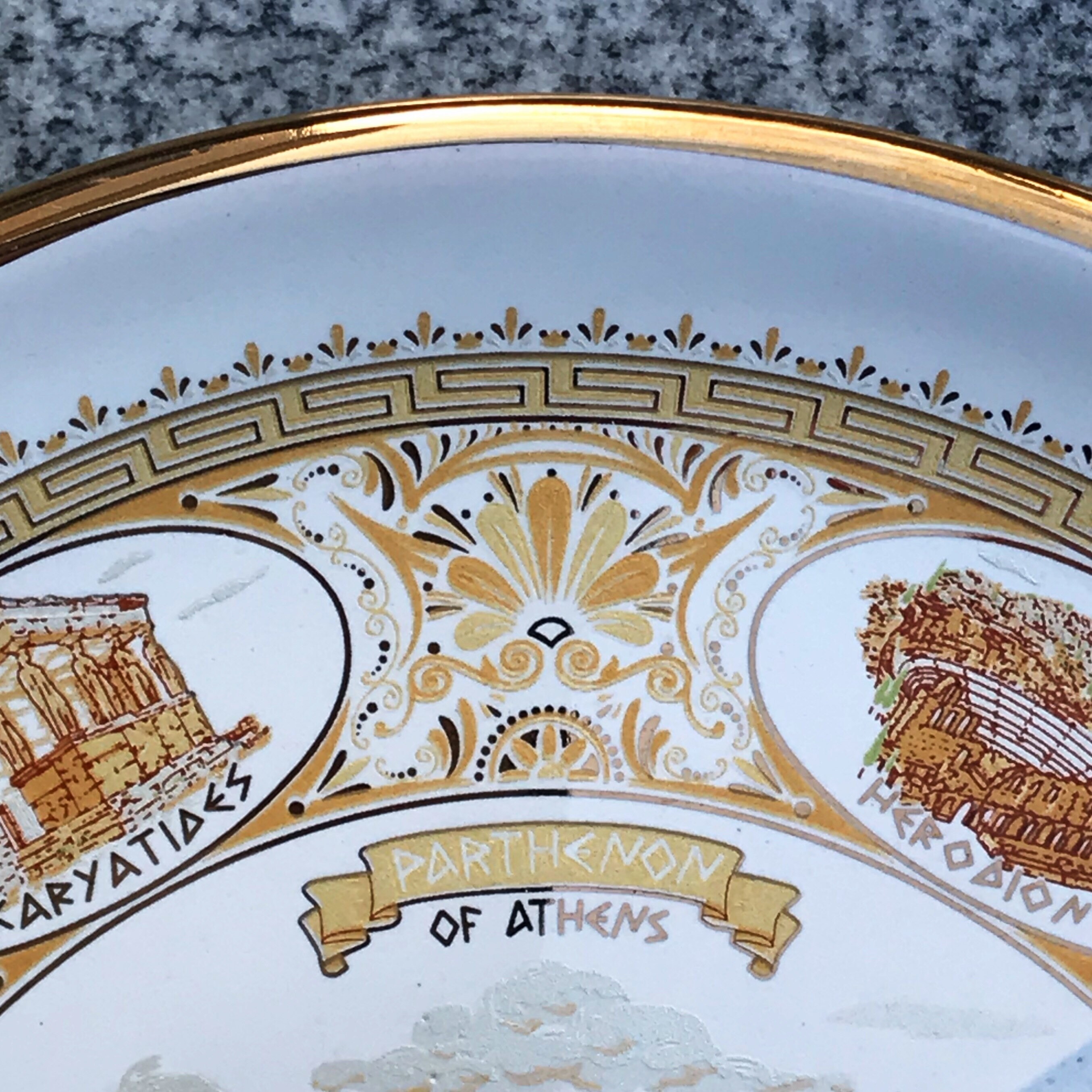 Vintage 24C Gold Parthenon Of Athens Display Plate by Adis | Etsy