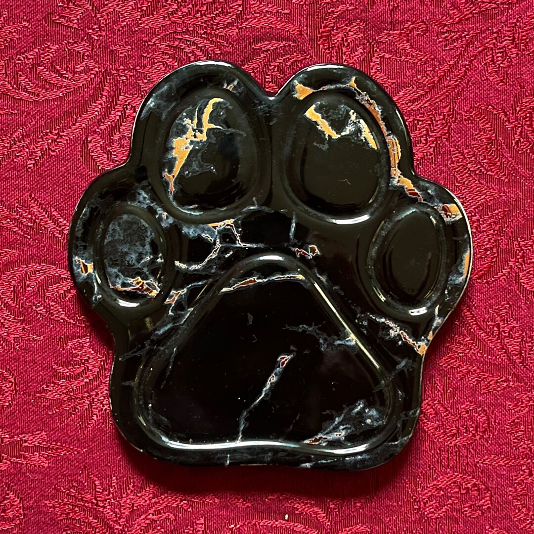 Set of 4 Doghaus Black & Gold Heavy Marble Ceramic Dog Paw Print Cork ...