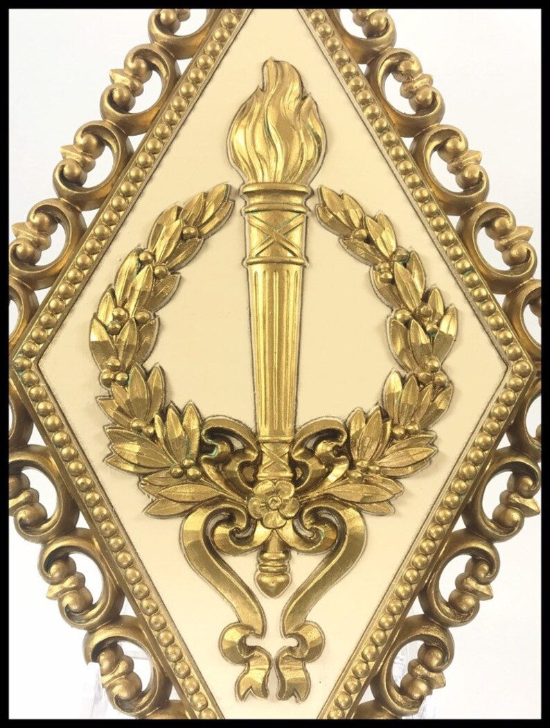 Vintage 70's Diamond Shaped Heraldic Laurel With Torch and - Etsy