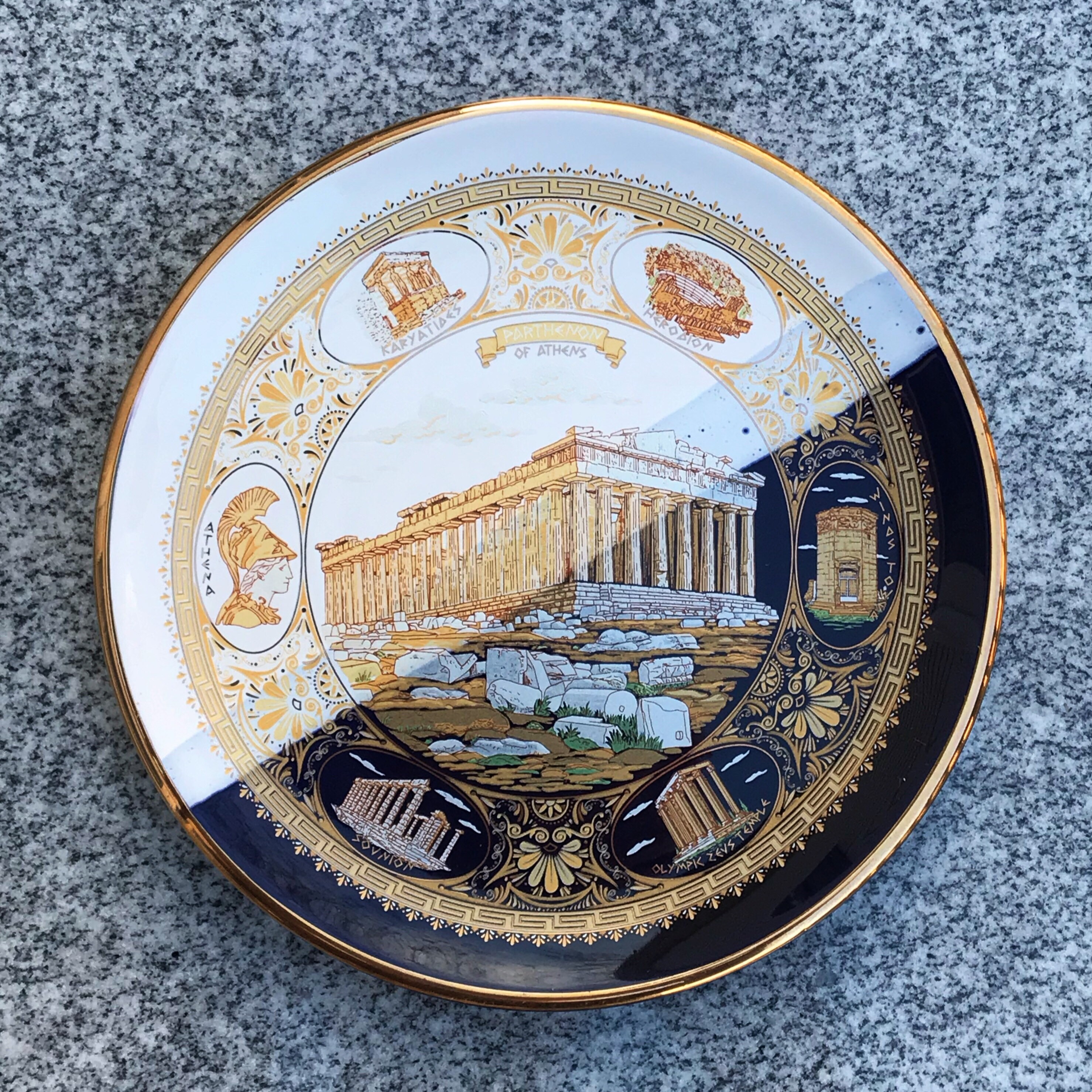 Vintage 24C Gold Parthenon Of Athens Display Plate by Adis | Etsy