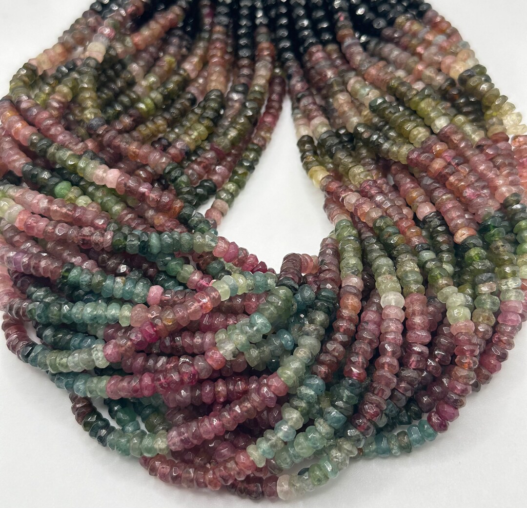 Tourmaline Facetted Roundel 4mm - Etsy