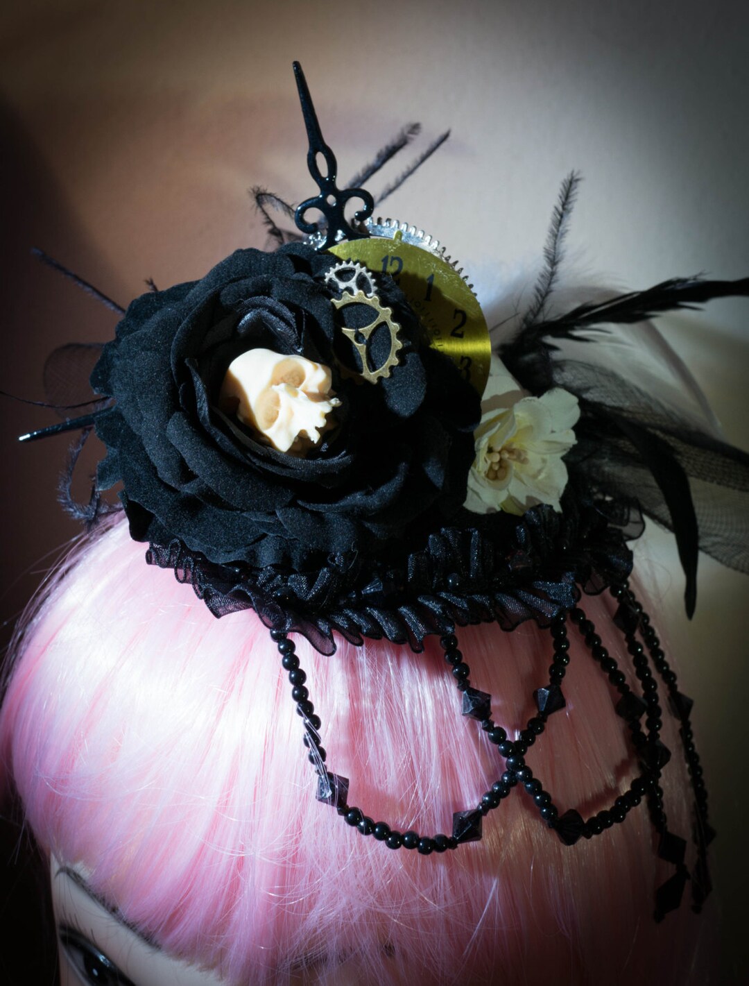 Steampunk Skull Mini Top Hat Hair Fascinator Gothic Day of the Dead ...
