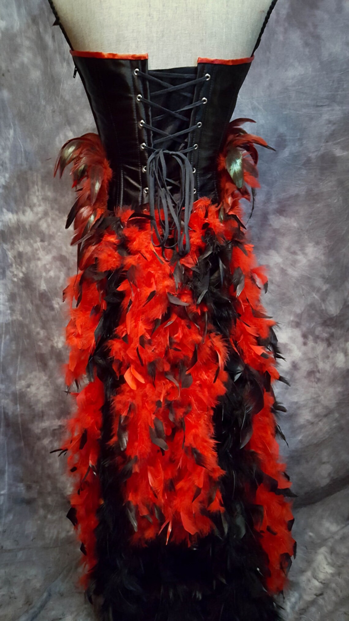 FIREBIRD Raven Feather Burlesque Costume Red Black Cosplay | Etsy